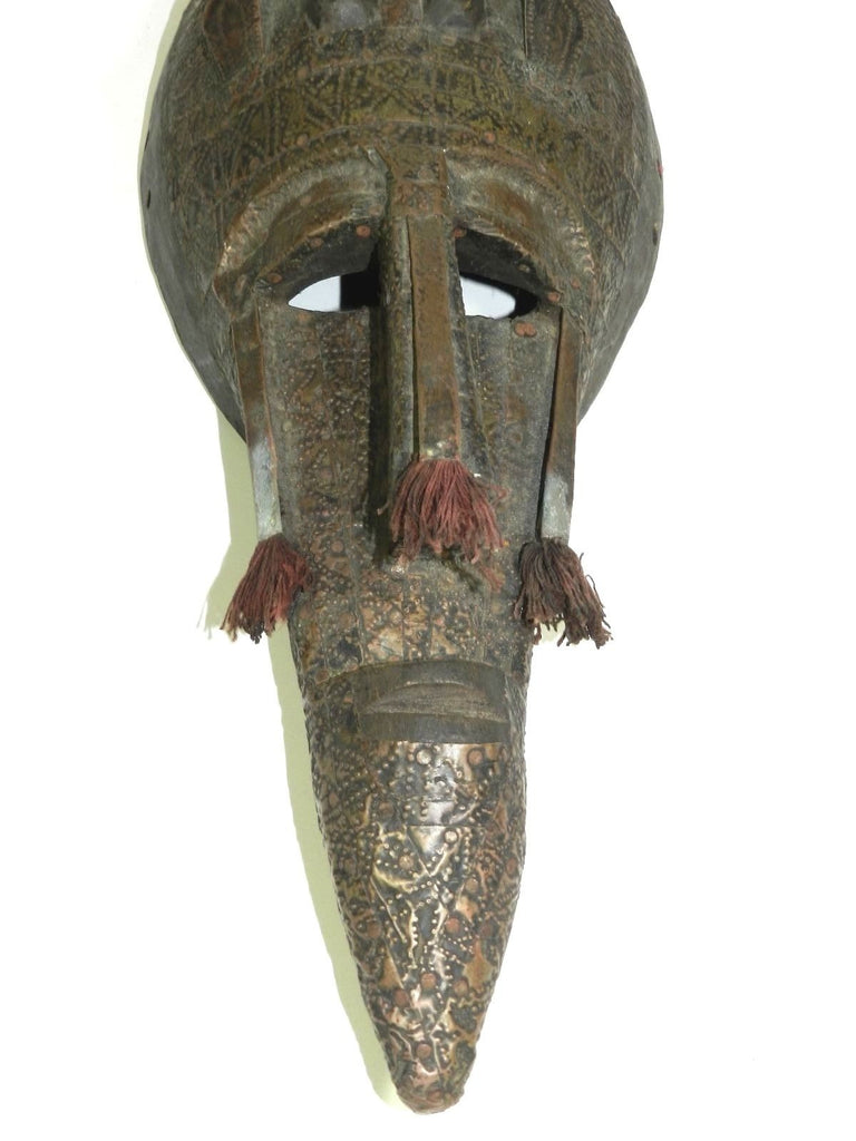 Mask African Tribal Art Carved Wood And Metal – Shop-Uniques-Unlimited