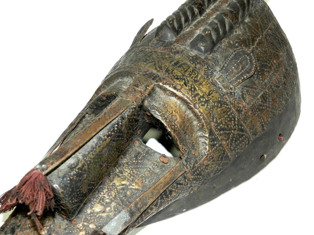 Mask African Tribal Art Carved Wood And Metal – Shop-Uniques-Unlimited