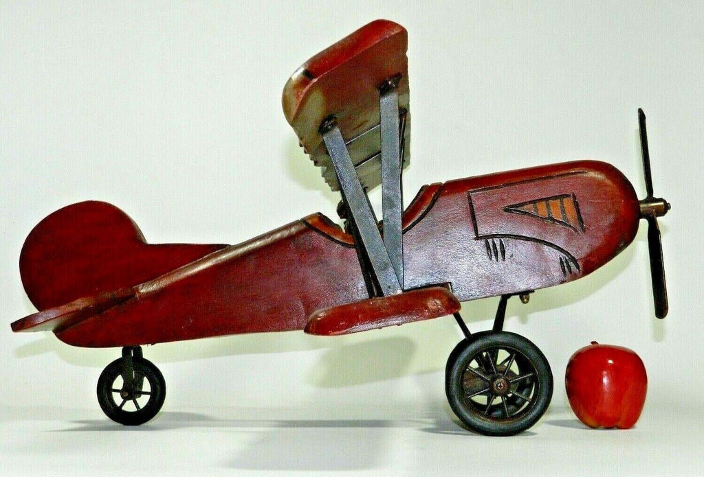 Vintage Wood Carved Biplane With Red Baron Fighter Pilot – Shop-Uniques ...