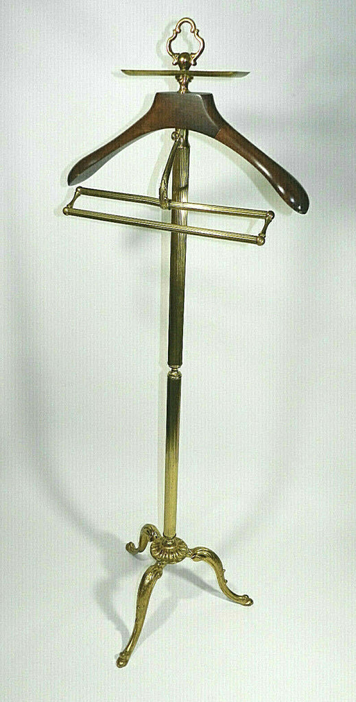 Vintage Brass Suit Valet Butler Stand Clothes Hanger – Shop-Uniques ...