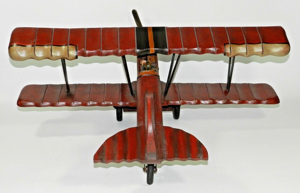 Vintage Wood Carved Biplane With Red Baron Fighter Pilot – Shop-Uniques ...